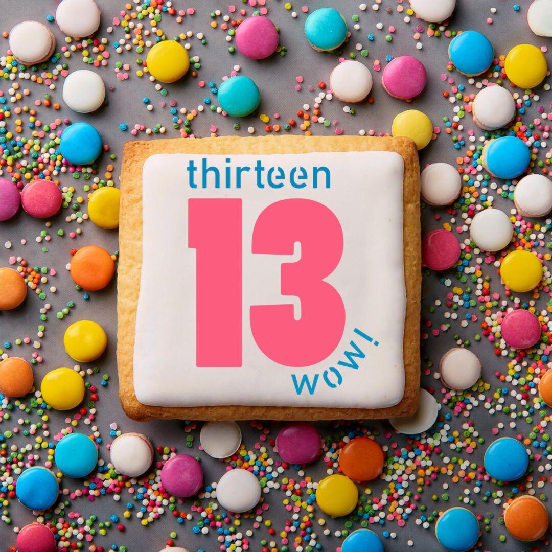 Thirteen Birthday Cookie Stencil | 13th Birthday Cookie | DIY Birthday ...