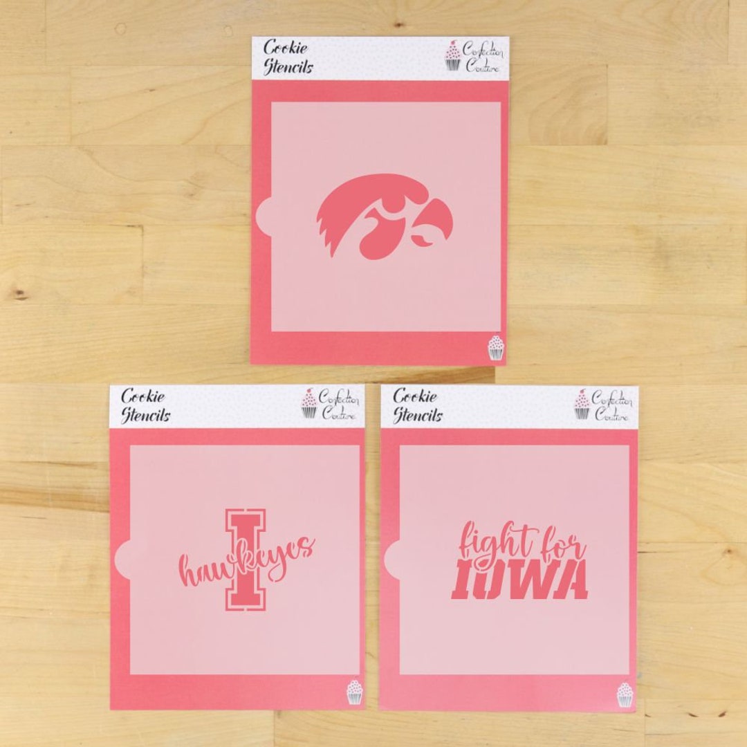 Hawkeyes Cookie Stencil Set Iowa Cookies Hawkeye Cookies University of ...