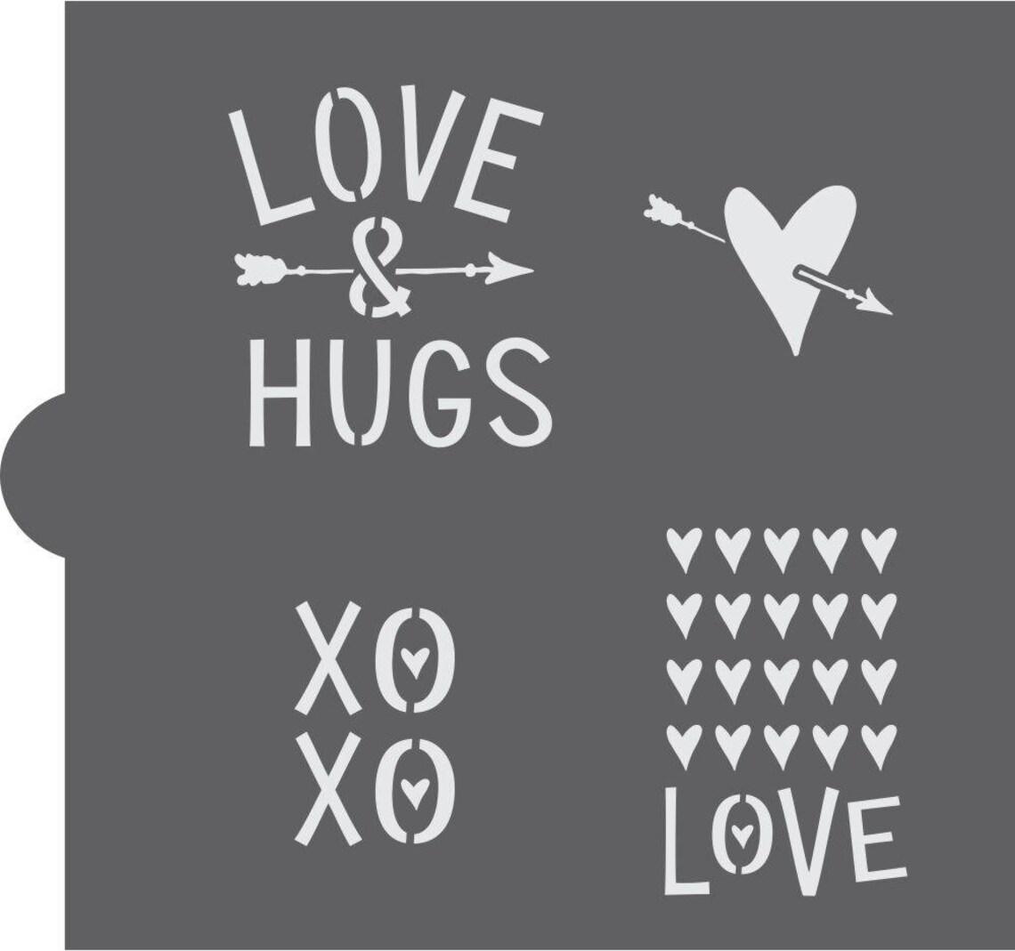 Love and Hugs Cookie Stencil | Etsy