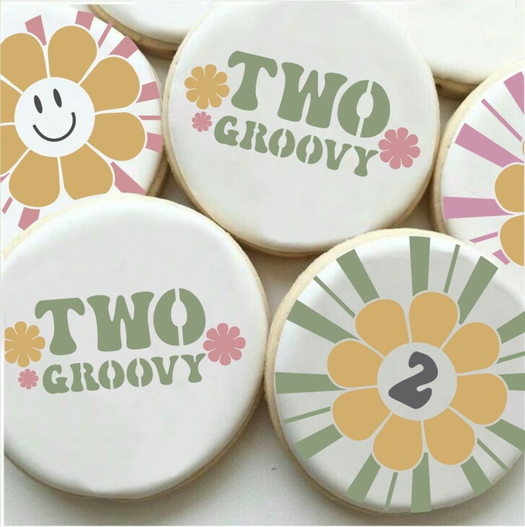 Two Groovy Cookie Stencil Set | 2nd Birthday | DIY Birthday Stencil ...