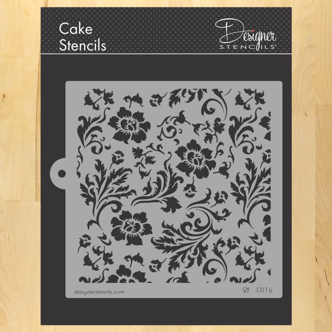Chic Rose Cake and Cookie Stencil | Designer Stencils Cake and Cookie ...