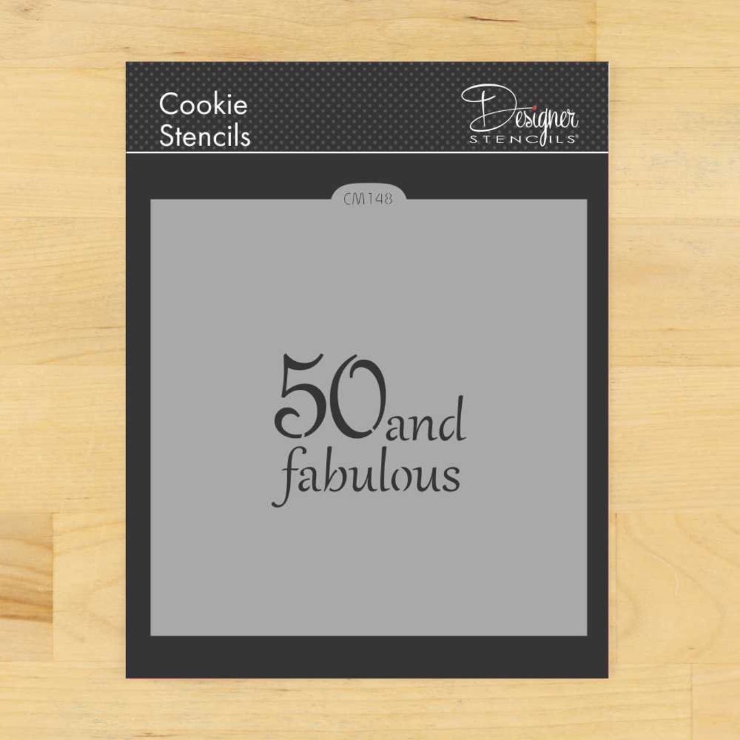 50 and Fabulous Cookie Stencil Birthday Cookie Stencils 50th Birthday Stencils Lettering Stencil ...