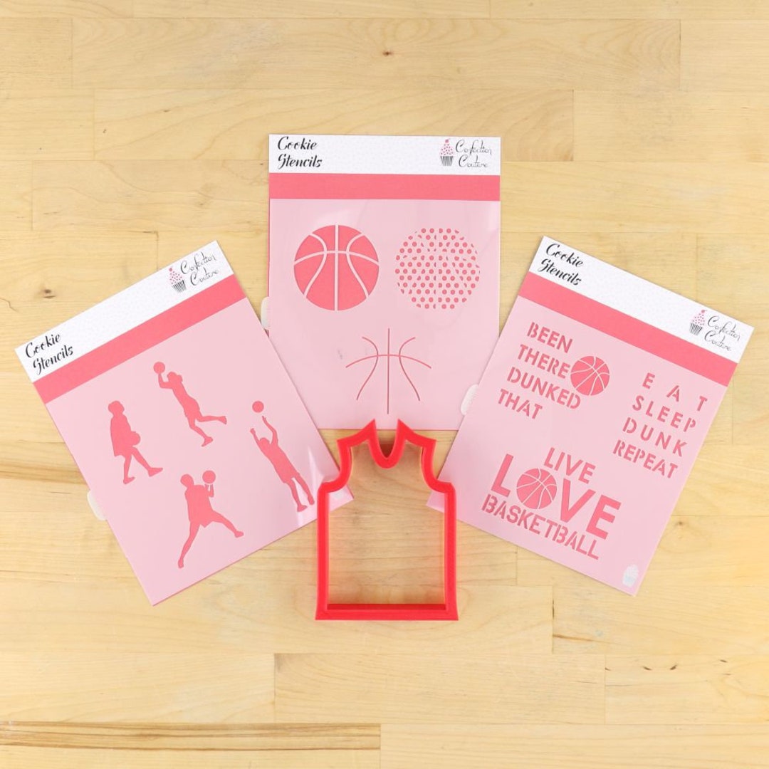 Female Basketball Cookie Stencil Bundles Basketball Player Silhouette ...