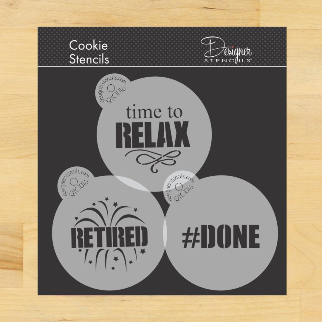 Retired Round Cookie Stencil Set by Designer Stencils Retirement Cookie ...
