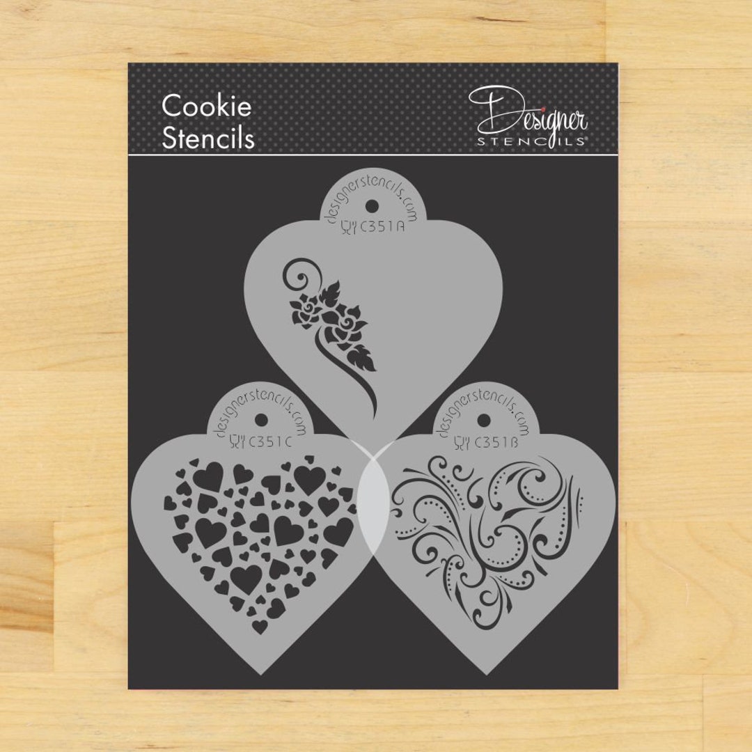 Contemporary Hearts Cookie Stencil Set by Designer Stencils DIY ...
