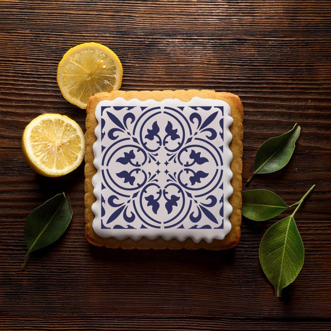 Scroll Tile Cookie Stencil | Ginger Jar | Lemon | Tile | Designer ...