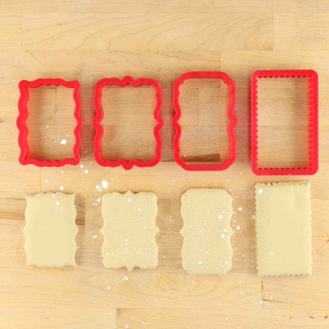 Decorative Rectangle Cookie Cutter Set | Rectangular Plaque Cookie ...