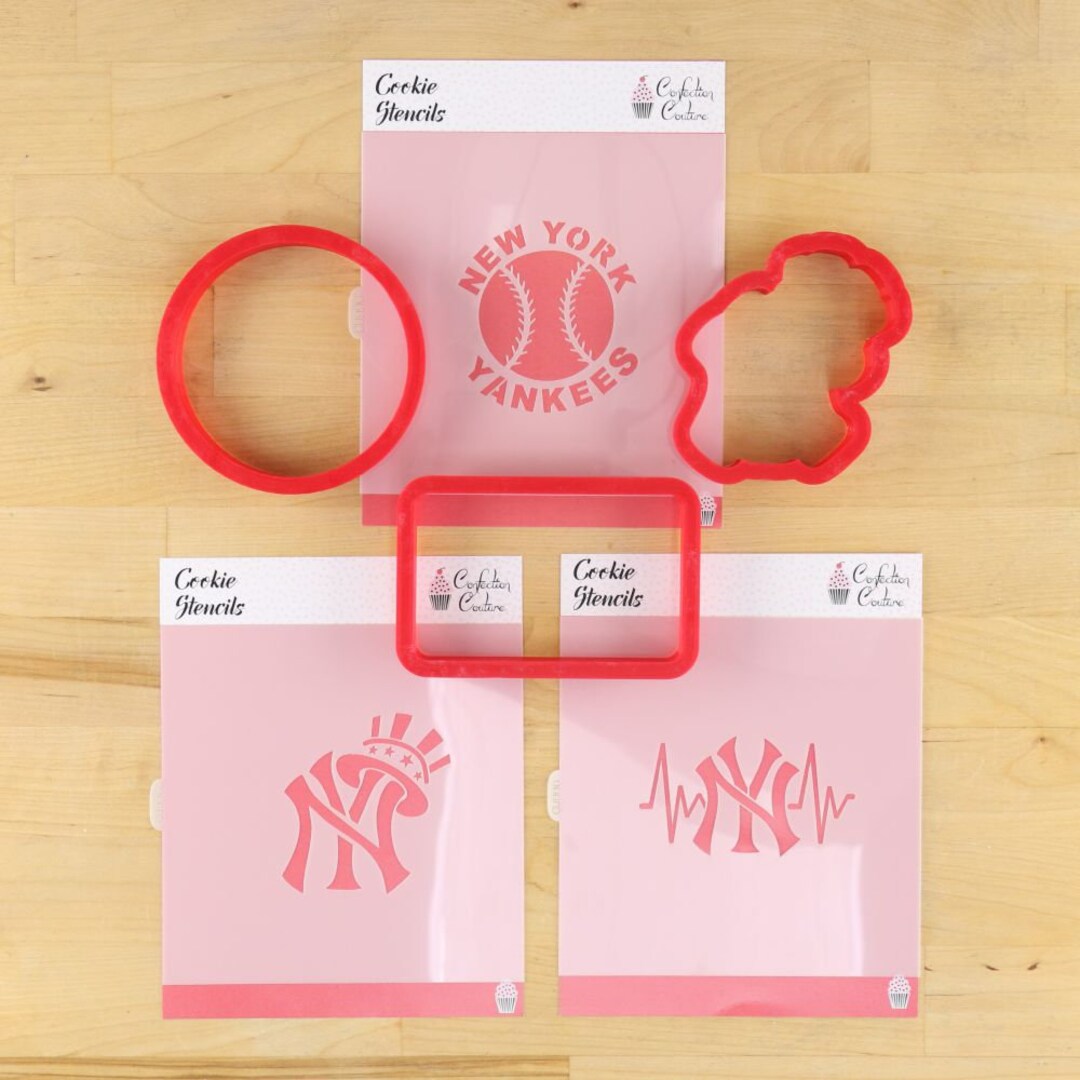 New York Baseball Fan Cookie Stencil Set NY Yankees Birthday Baseball ...