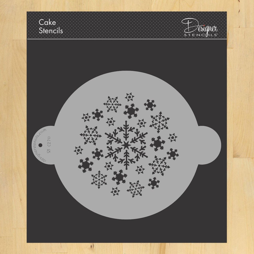 Snowflake Cake Stencil Top by Designer Stencils | Christmas Cake ...