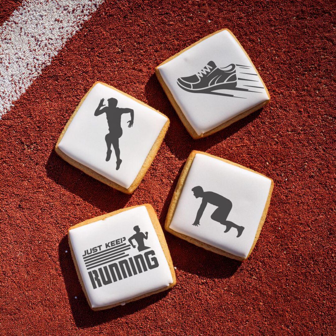 Male Runner Cookie Stencil Set | Runner Cookies | Cookies for Marathons ...