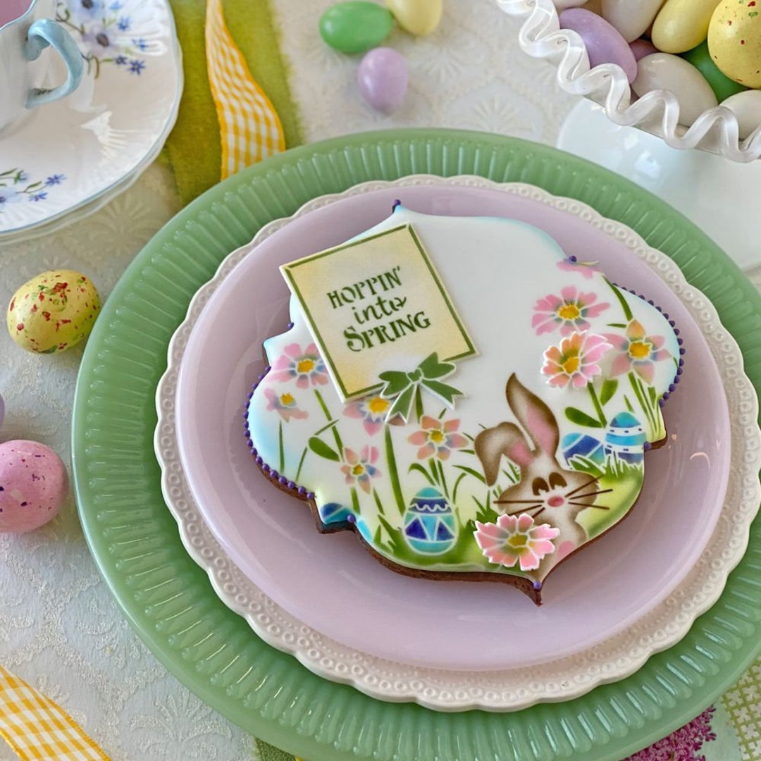 Hopping Into Spring Cookie Stencil Cookie Stencil by Julia Usher - Etsy