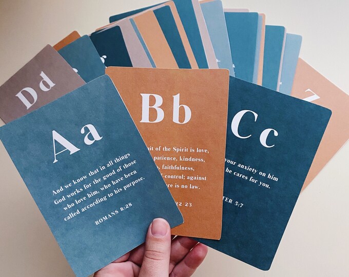 Alphabet Scripture Cards, Printable Bible Verse Cards, Bible Verse ABC ...