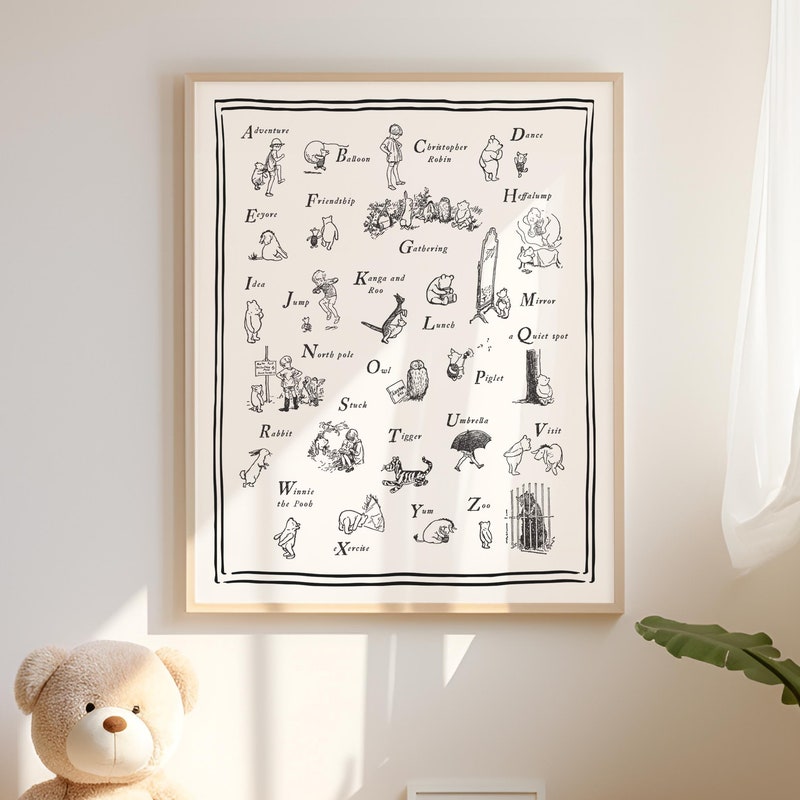 Winnie the Pooh Black and White Art - Etsy