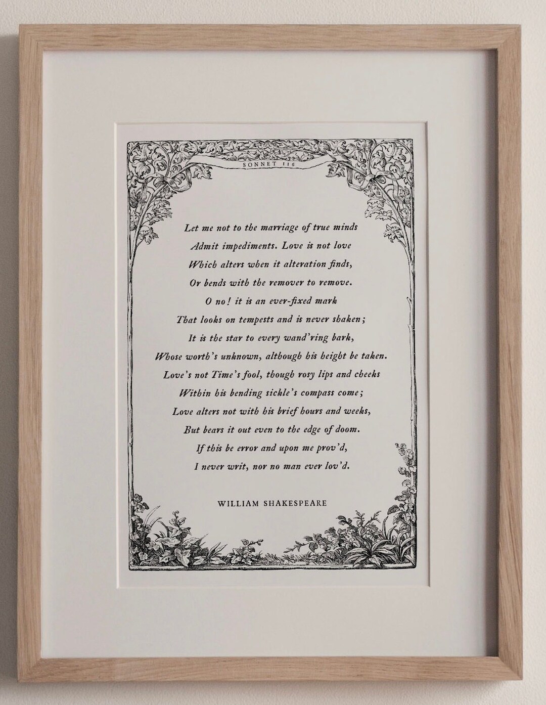 Sonnet 116, William Shakespeare, Valentine Poem, Gift for Valentine's ...