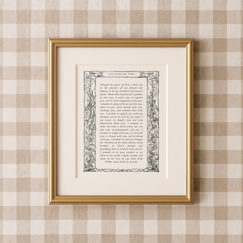Vintage Style Custom Wedding Vows Art - Etsy