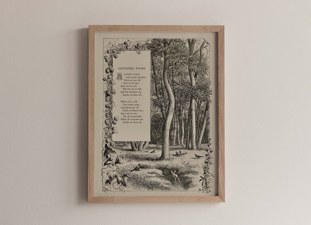 September Poem, Fall Cottagecore Print, Vintage Art, Vintage Poem - Etsy
