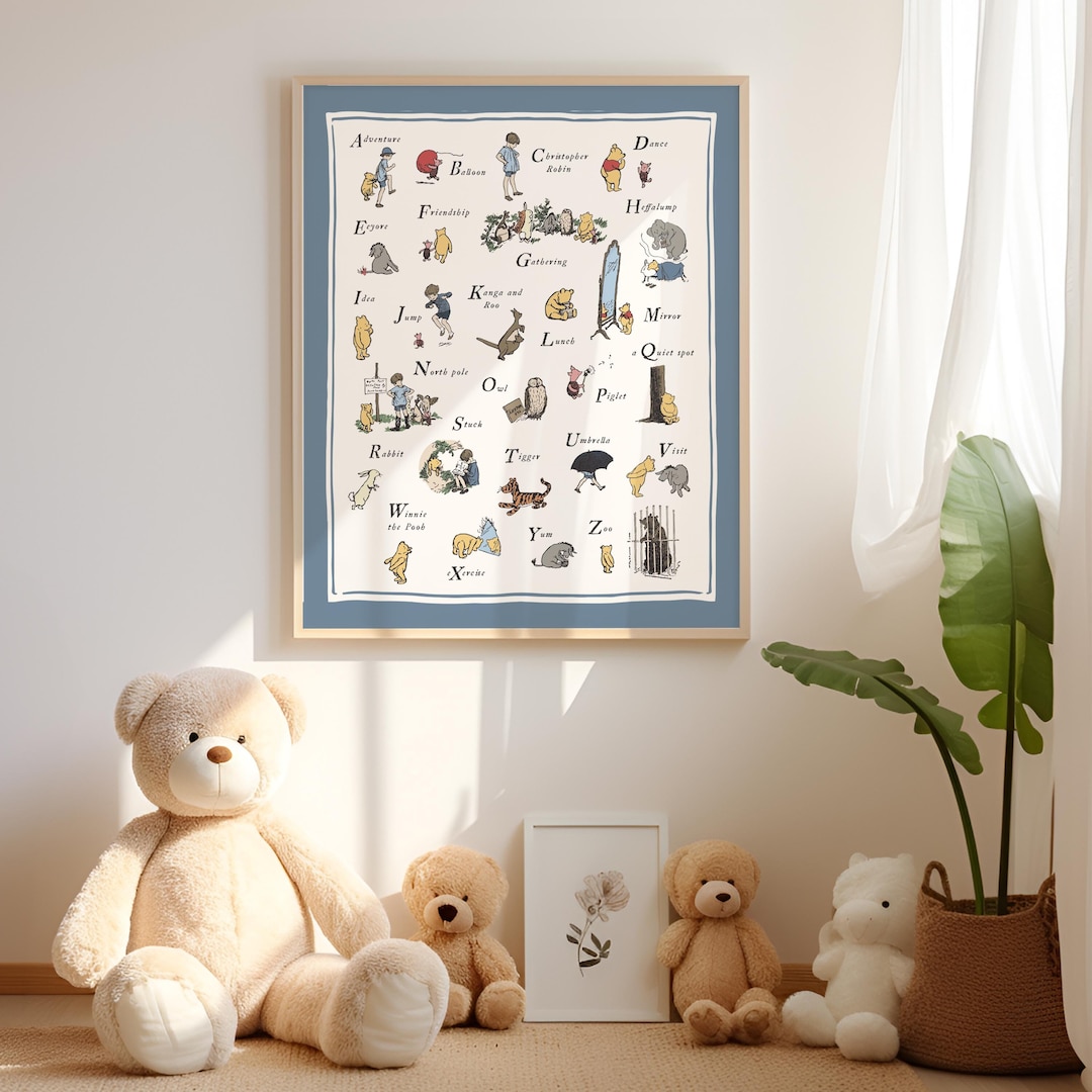 Winnie the Pooh ABC Poster, Alphabet Wall Decor, Original Hundred Acre ...