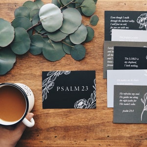 Bible Verse Cards, Psalm 23 Bible Verse Set, Scripture Memory Cards ...