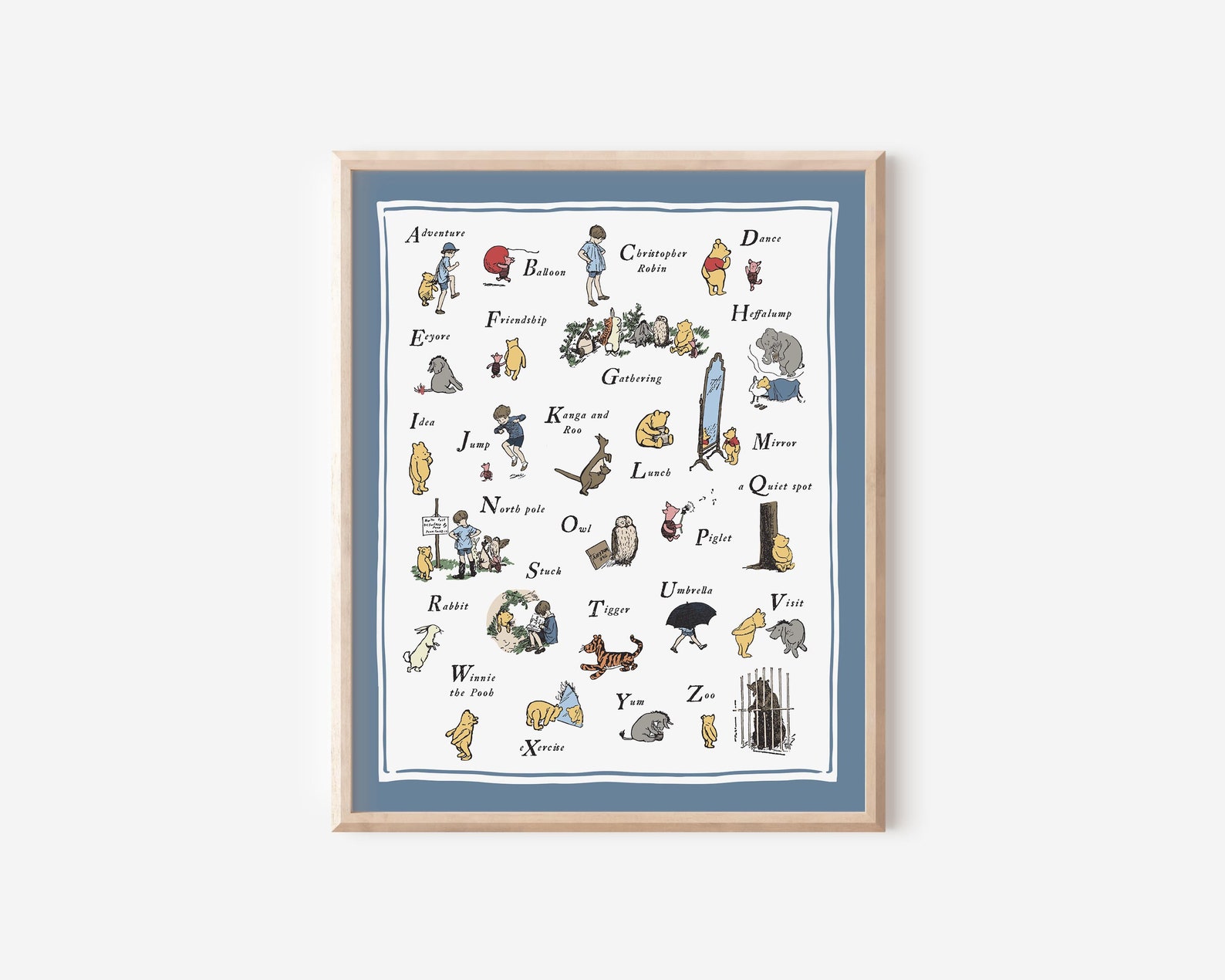 Winnie the Pooh ABC Poster, Alphabet Wall Decor, Original Hundred Acre ...
