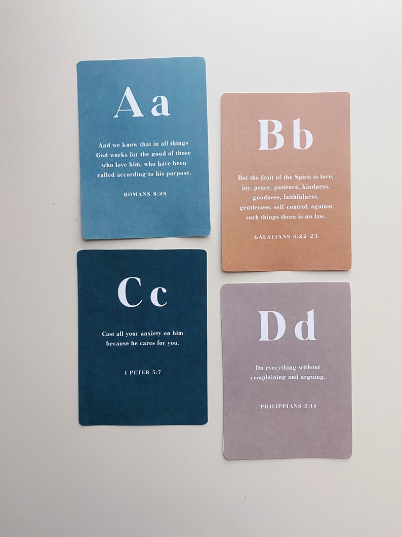 Alphabet Scripture Cards, Printable Bible Verse Cards, Bible Verse ABC ...