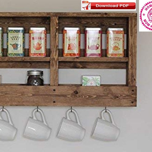 Tea Cup Rack Plan/tea Shelf Plan/bar Shelf Plan/kitchen Shelf - Etsy