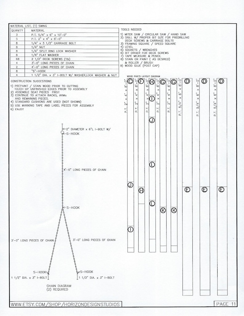 Swing Plan/diy Swing Plan/patio Swing Plan/porch Swing Plan/backyard ...