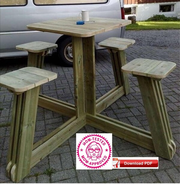 Classic Picnic Table With Separate Benches-how to Plan - Etsy Canada