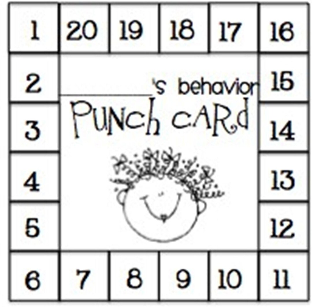 Punch Card Download/behavior Punch Card Pdf/downloadable Bahavior Punch ...