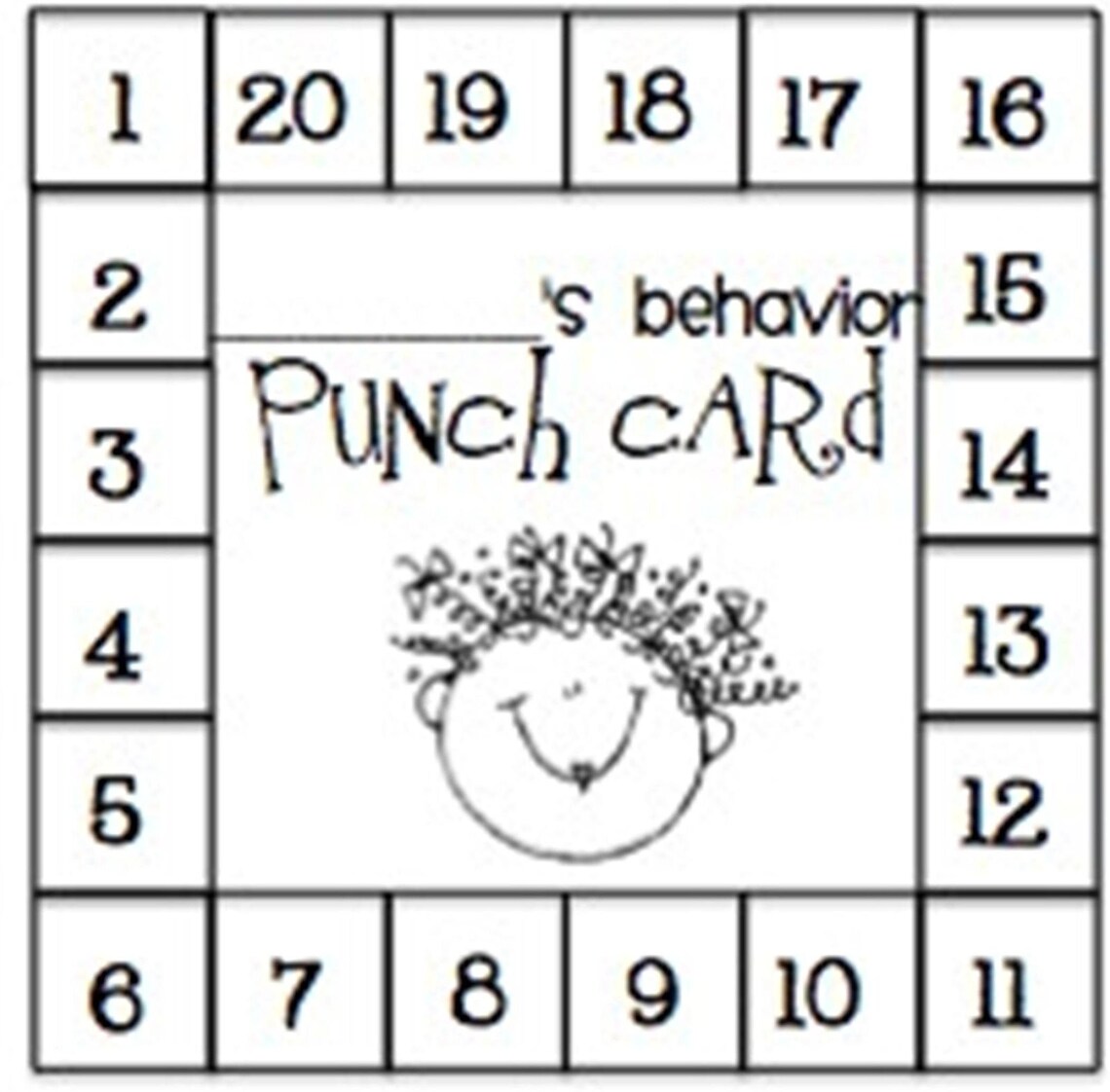 Punch Card Download/behavior Punch Card Pdf/downloadable | Etsy