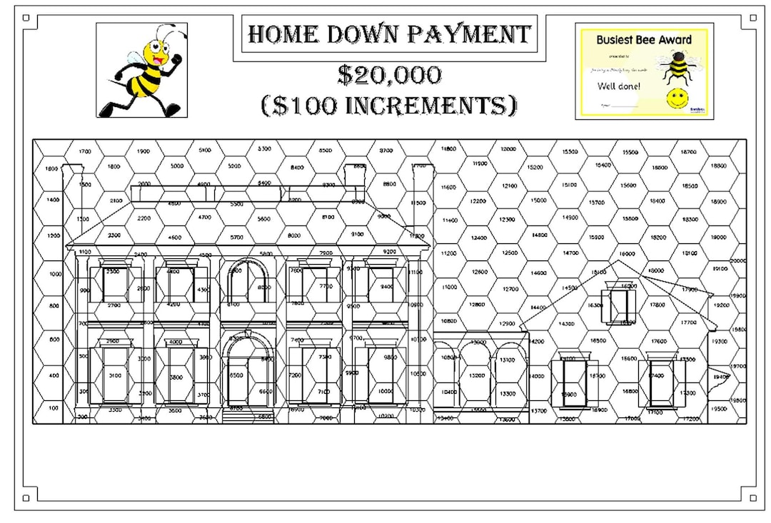 Printable Home Down Payment Chart- Mark off in 100 Dollar Increments ...