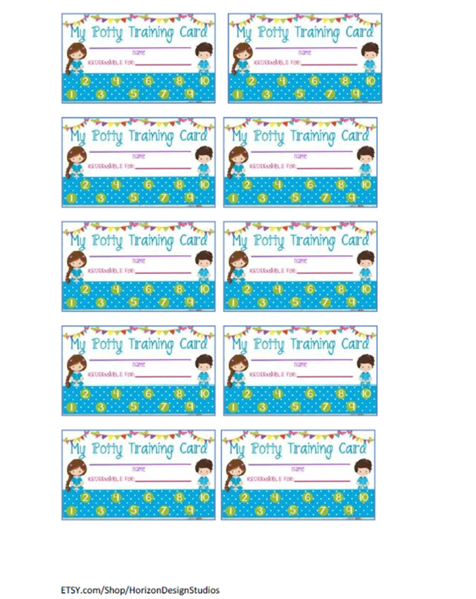 Potty Punch Card Download/potty Training Punch Card - Etsy