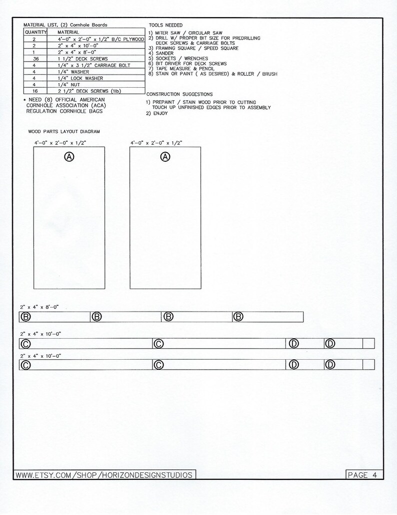 Cornhole Board Plans/outdoor Yard Game Plan/yard Game Plan/pdf Plan ...