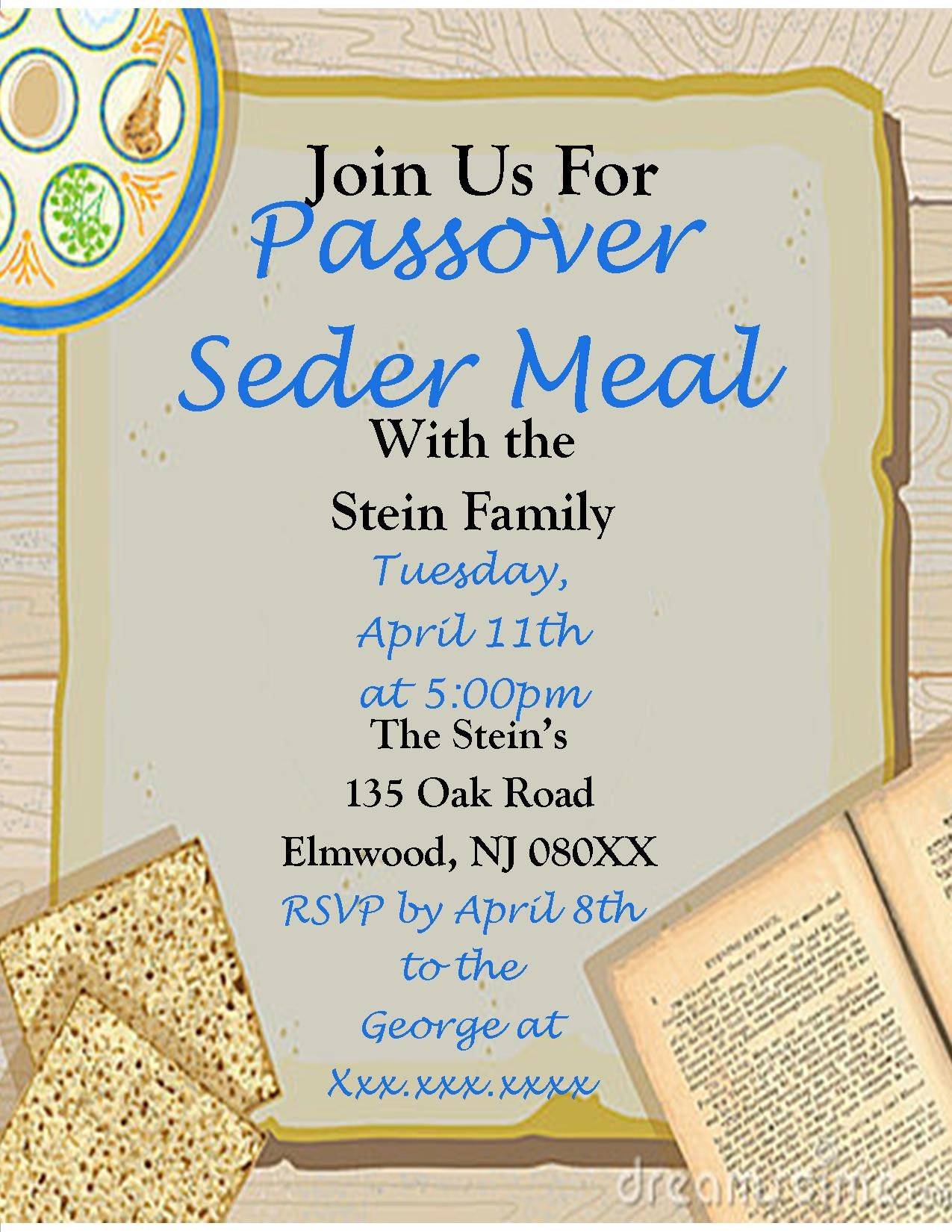 Passover Seder Meal Invitation Etsy