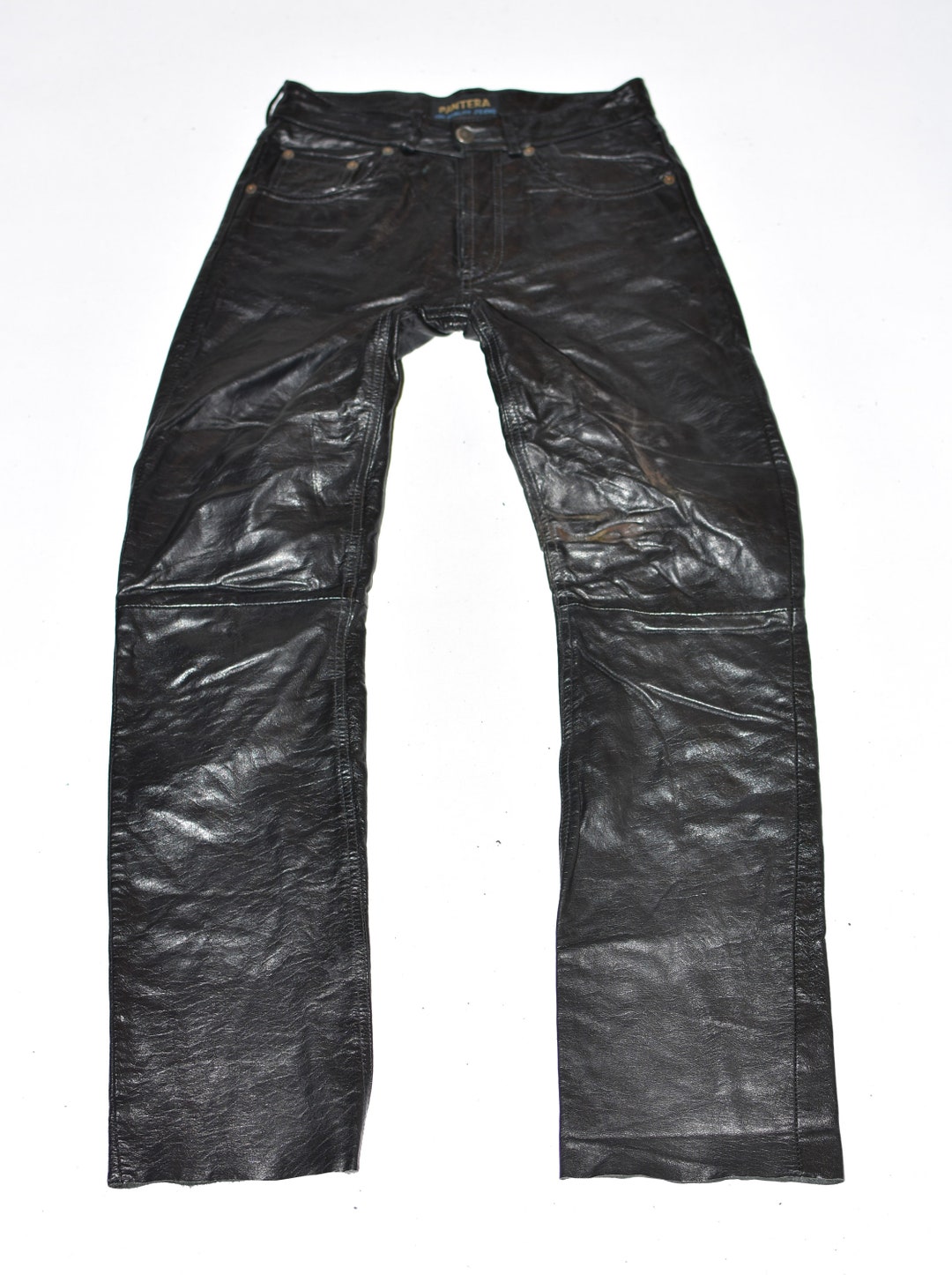 Vintage PANTERA Women's Real Leather Biker Motorcycle Black Trousers ...