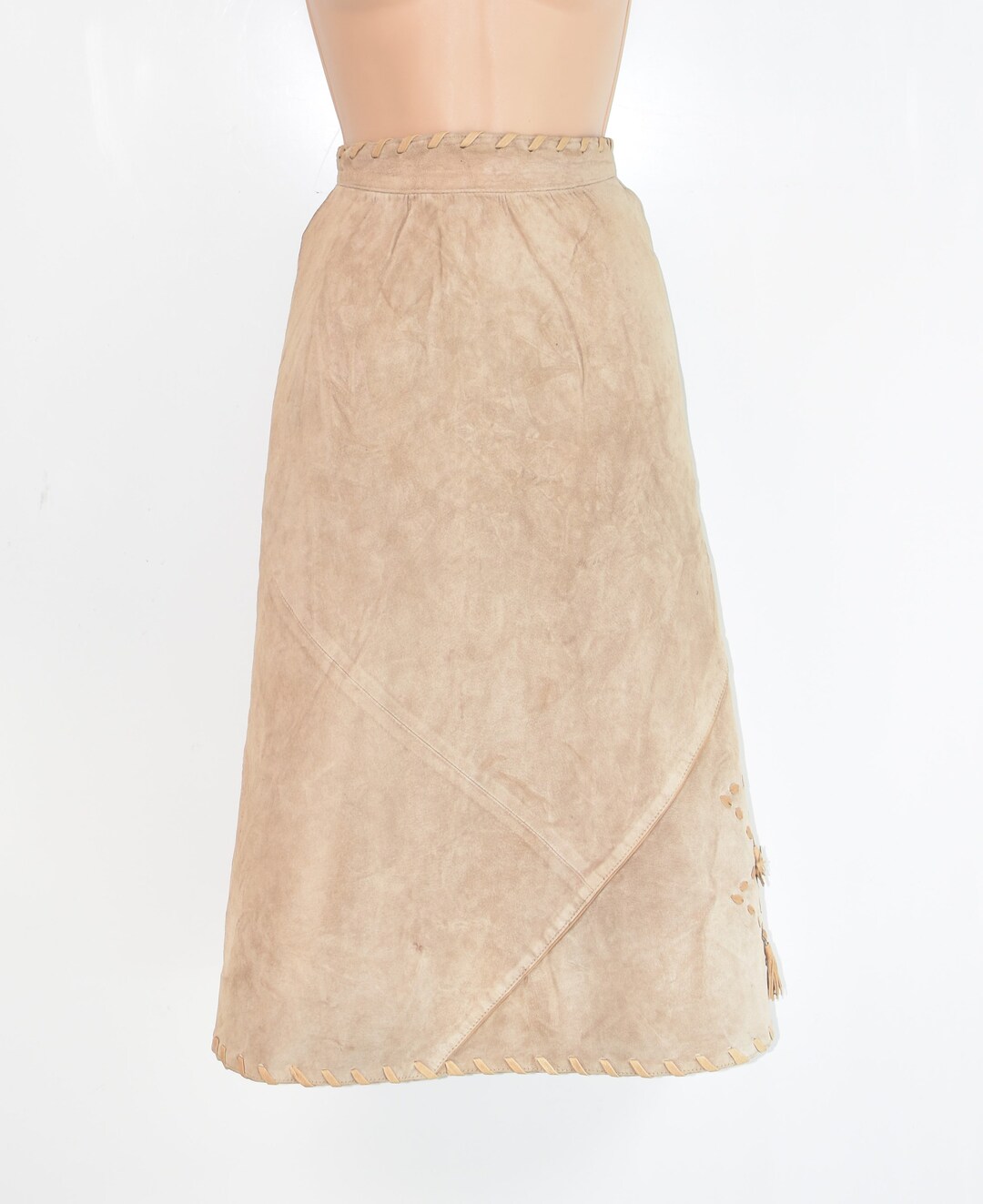 Vintage STADICK Real Leather Straight A-line Midi Length Brown Skirt ...