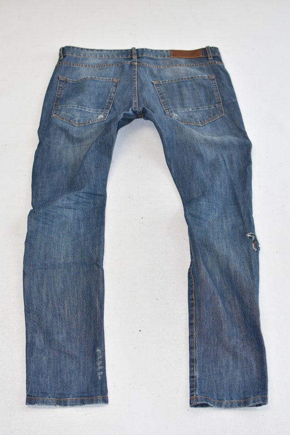 ZARA Men's Denim Slim Faded Ripped Casual Blue Jeans … - Gem