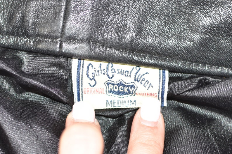 Vintage Black Genuine Leather ROCKY Biker Motorcycle Rocker - Etsy