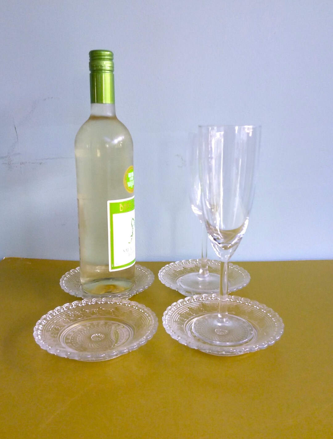 Cut Glass Coasters, 4 X Cut Glass Patterned Dishes 5 Coaster for Wine ...