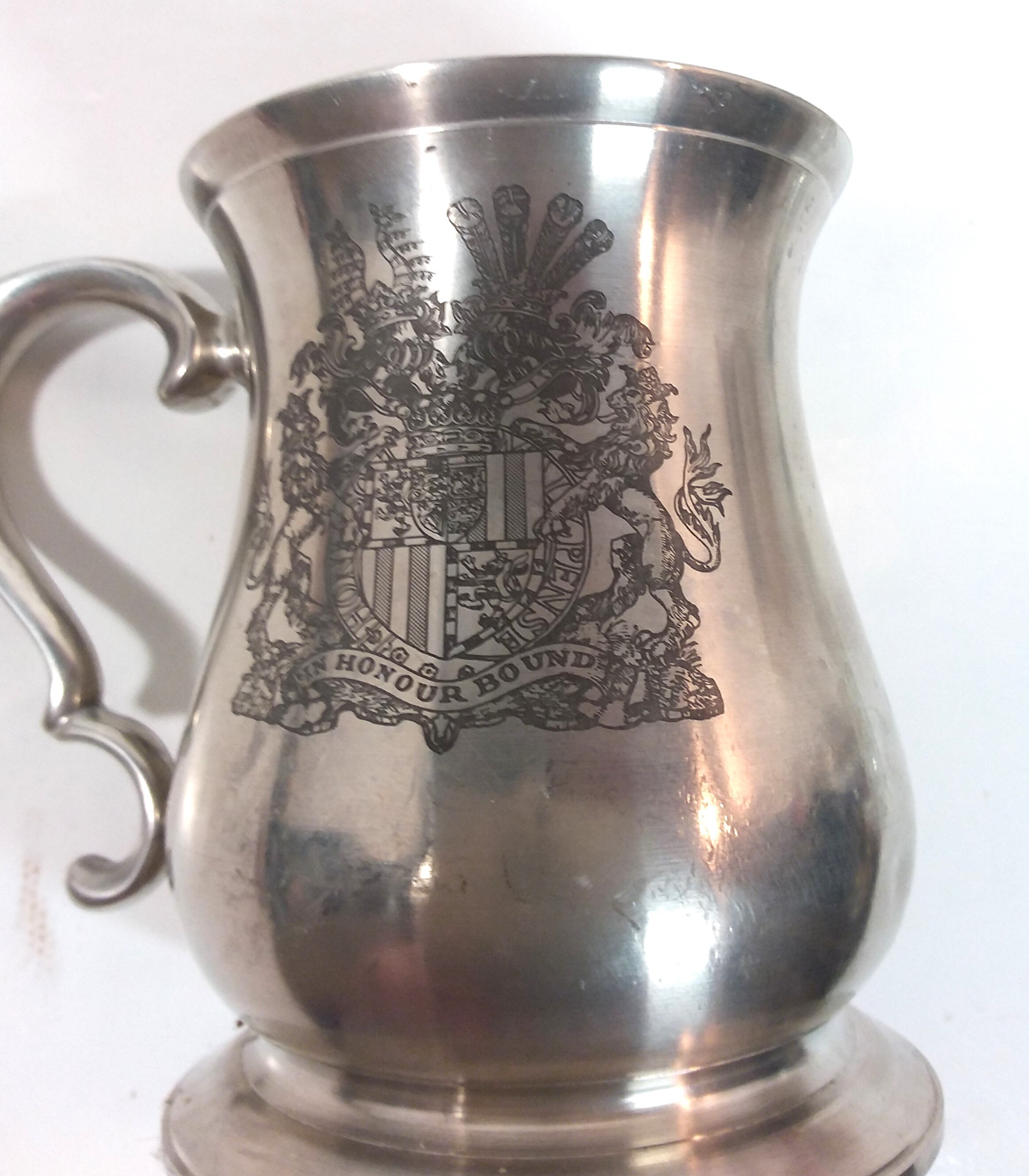 Pewter Beer Tankard, Crown and Rose Festival Jug, 1 Pint Handled Jug ...