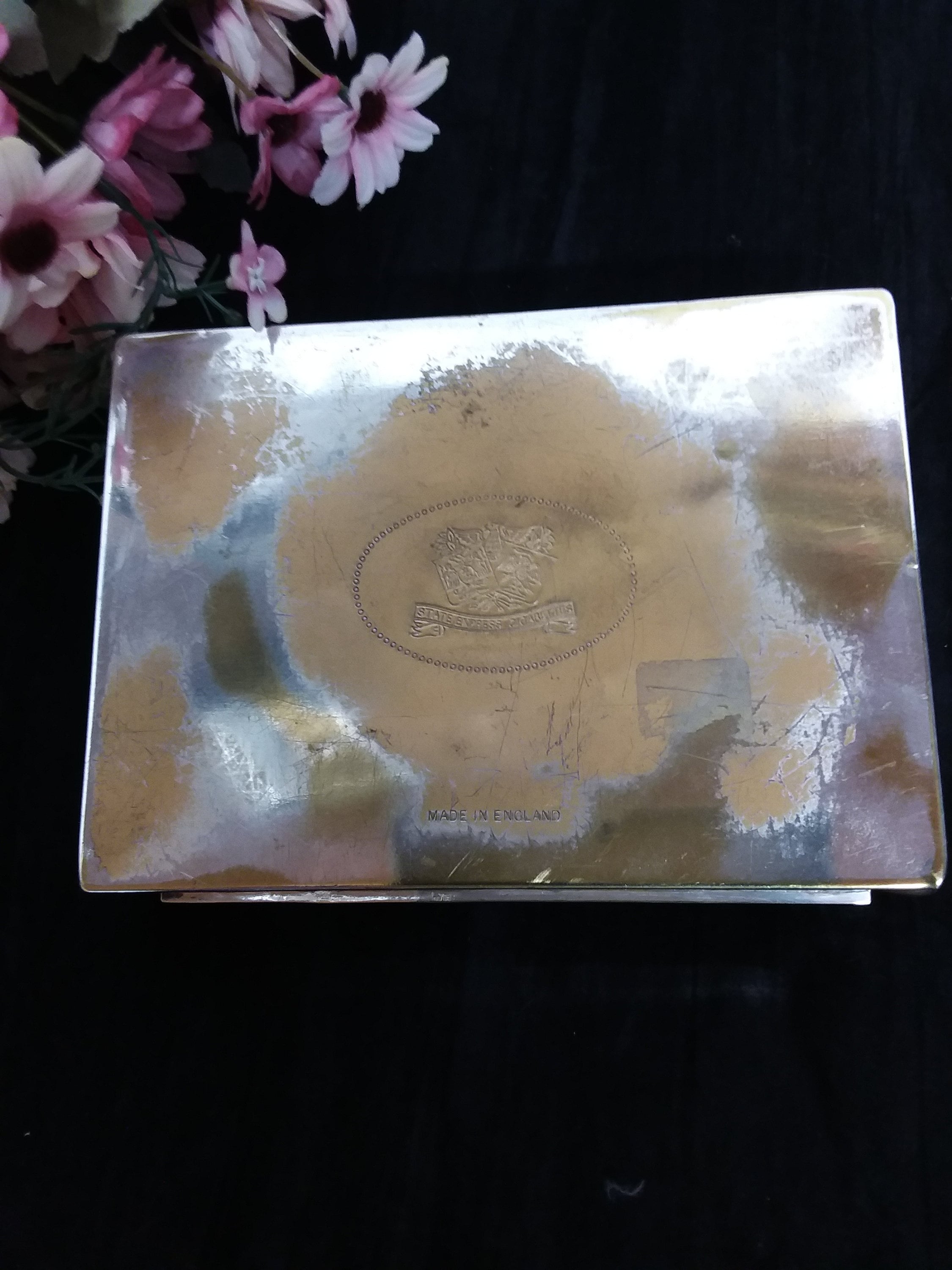 Cigarette Box, State Express Cigarettes, Silver Metal Box With Wooden ...