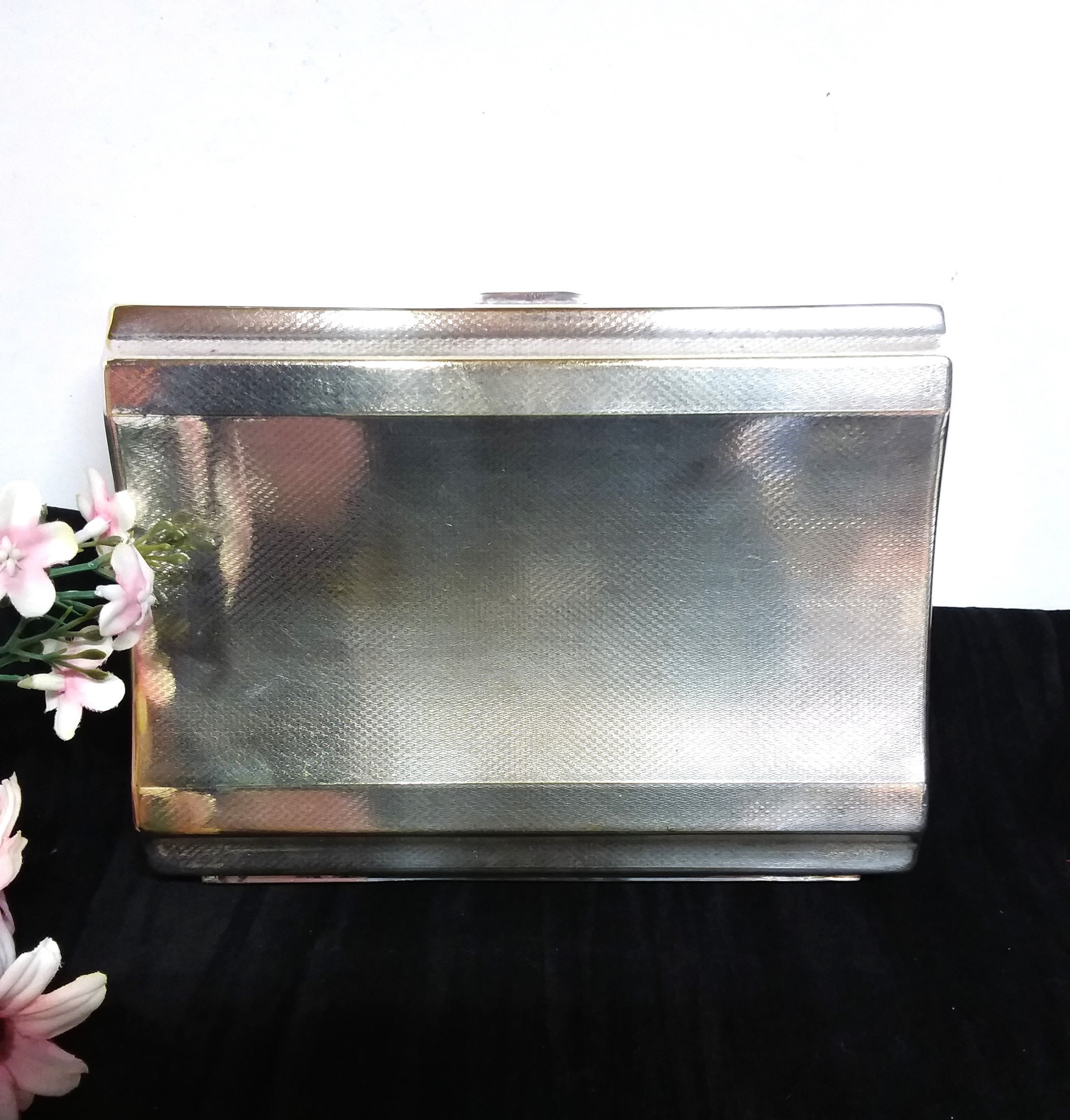Cigarette Box, State Express Cigarettes, Silver Metal Box With Wooden ...