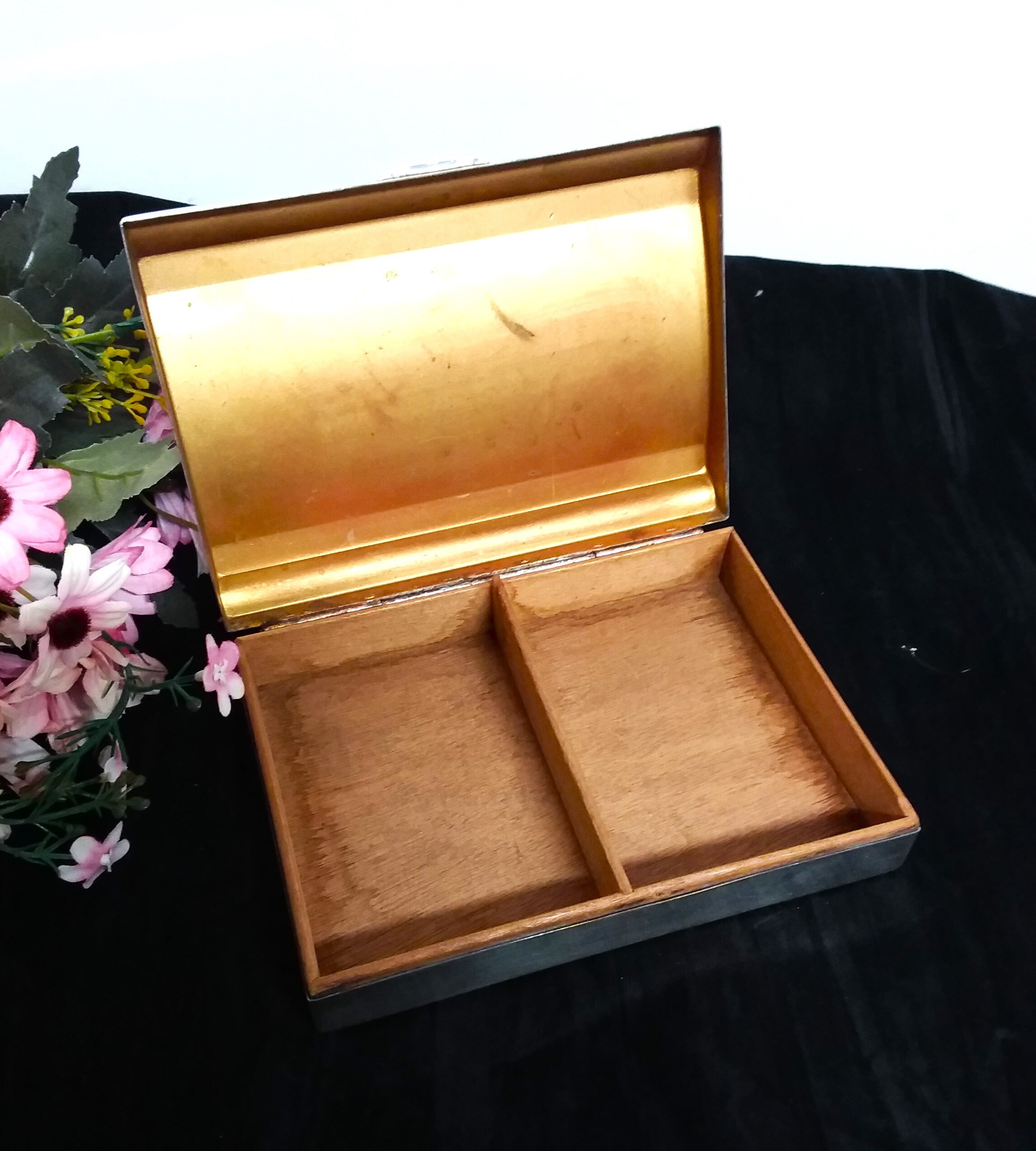 Cigarette Box, State Express Cigarettes, Silver Metal Box With Wooden ...