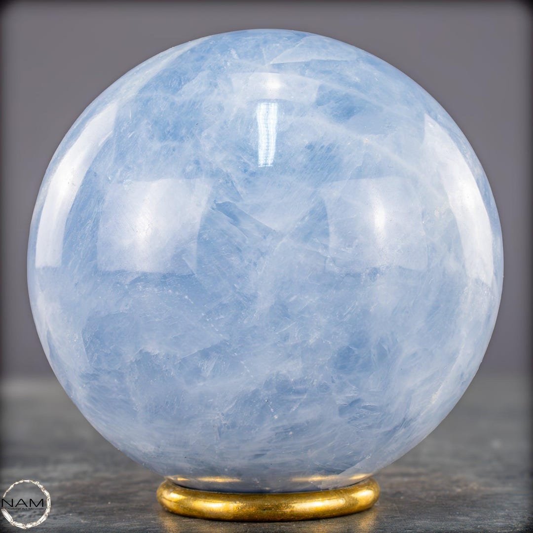 Natural Blue Calcite Crystal Sphere - 991.75g - 88mm - Etsy