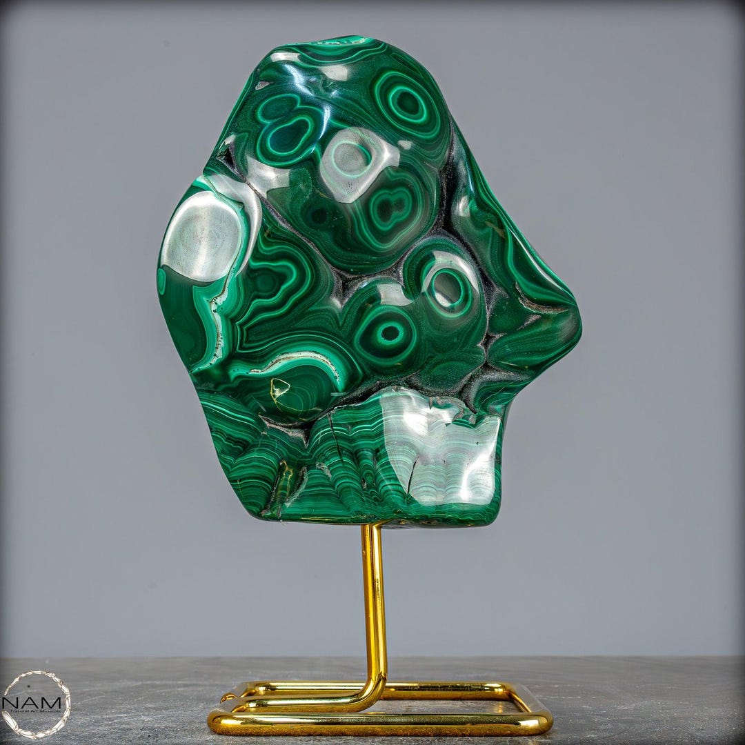 Natural Large Malachite Polished on Stand - 2089.54g - Etsy