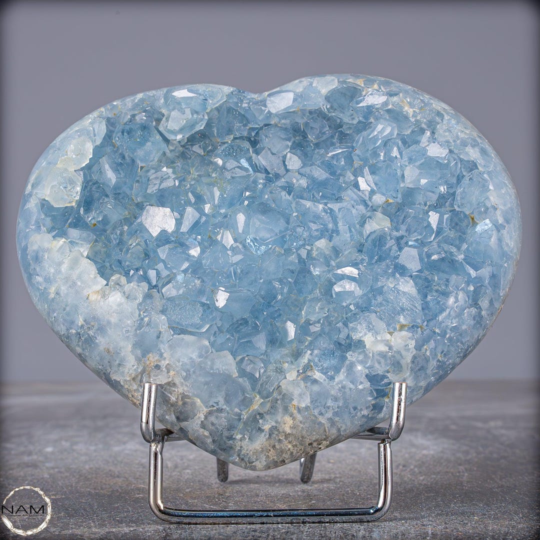 Natural Celestite Crystal Geode as Heart - 998.15g - Etsy