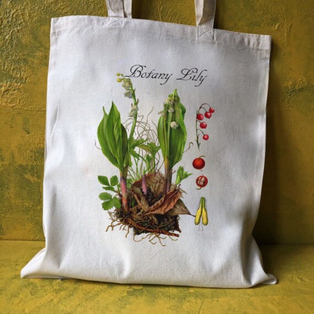 BOTANY LILY Bag, Botanical Flower Art Print , Vintage Nature Design 100 ...