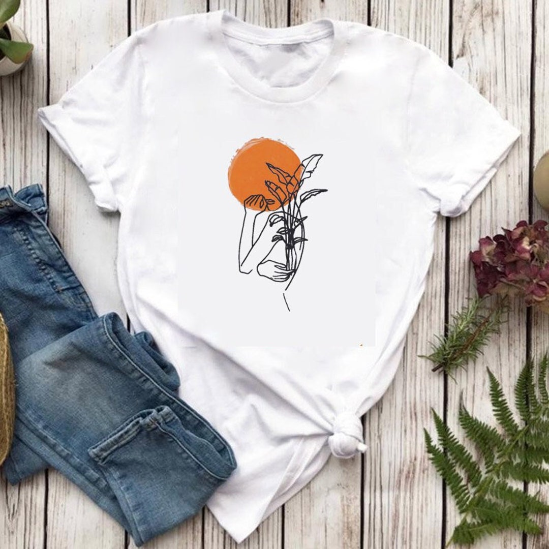Botanical Art Print Tee: Natural Plants Graphic, Soft Cotton T-shirt - Etsy