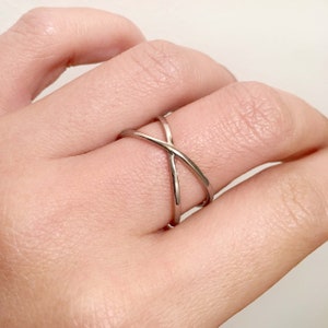 Cross X Shape Sterling Silver Stackable Ring. Boho Infinity Ring for ...
