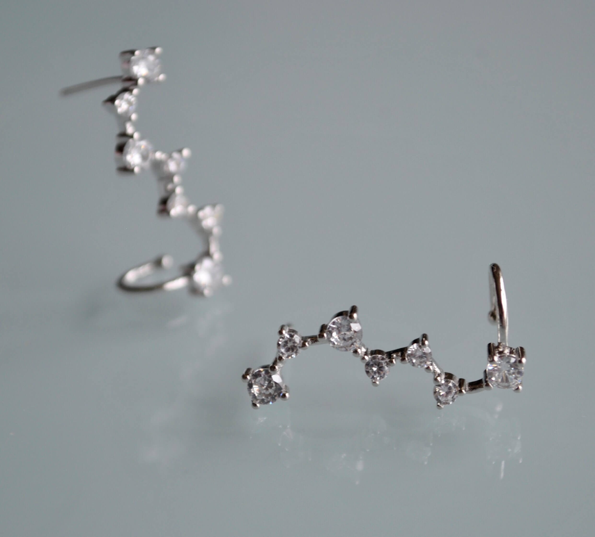 Celestial Star Ear Climber Earrings. Sterling Silver Cubic | Etsy