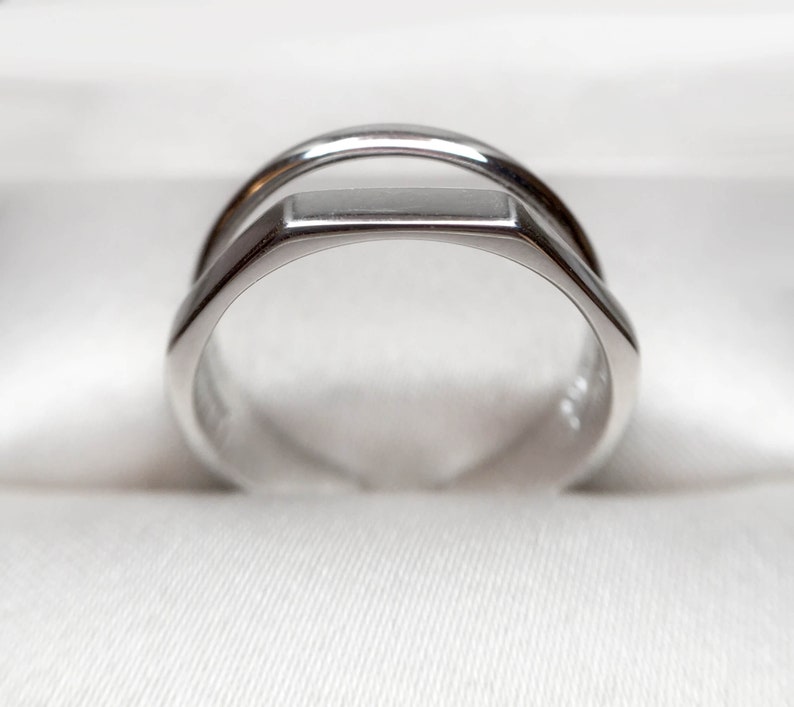 Sterling Silver Double Band Ring, Minimalist Open Band Stacking Ring ...